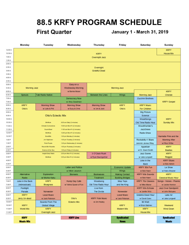 KRFY Radio | First 2019 Quarter Program Schedule